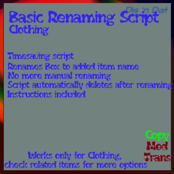 Second Life Marketplace - Basic Box Renaming Script Clothing